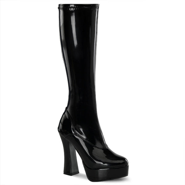 Pleaser Electra-2000Z Knee High Boot W/Side Zipper – Leather and Heels