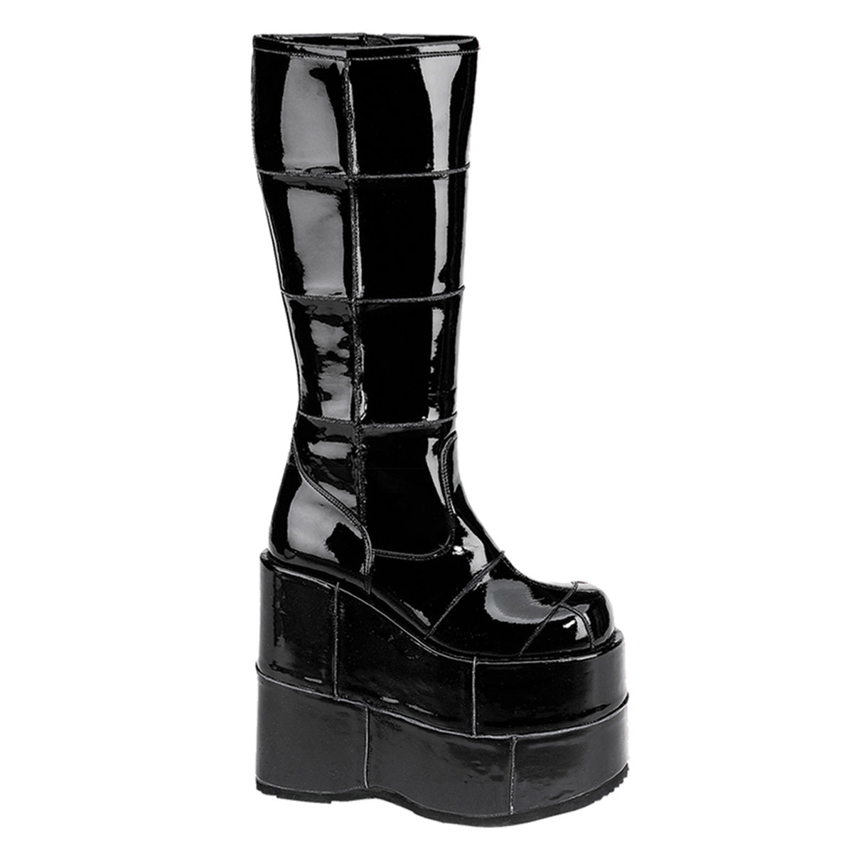 Demonia Stack-301 Men's Goth Cyber Knee Boot – Leather and Heels